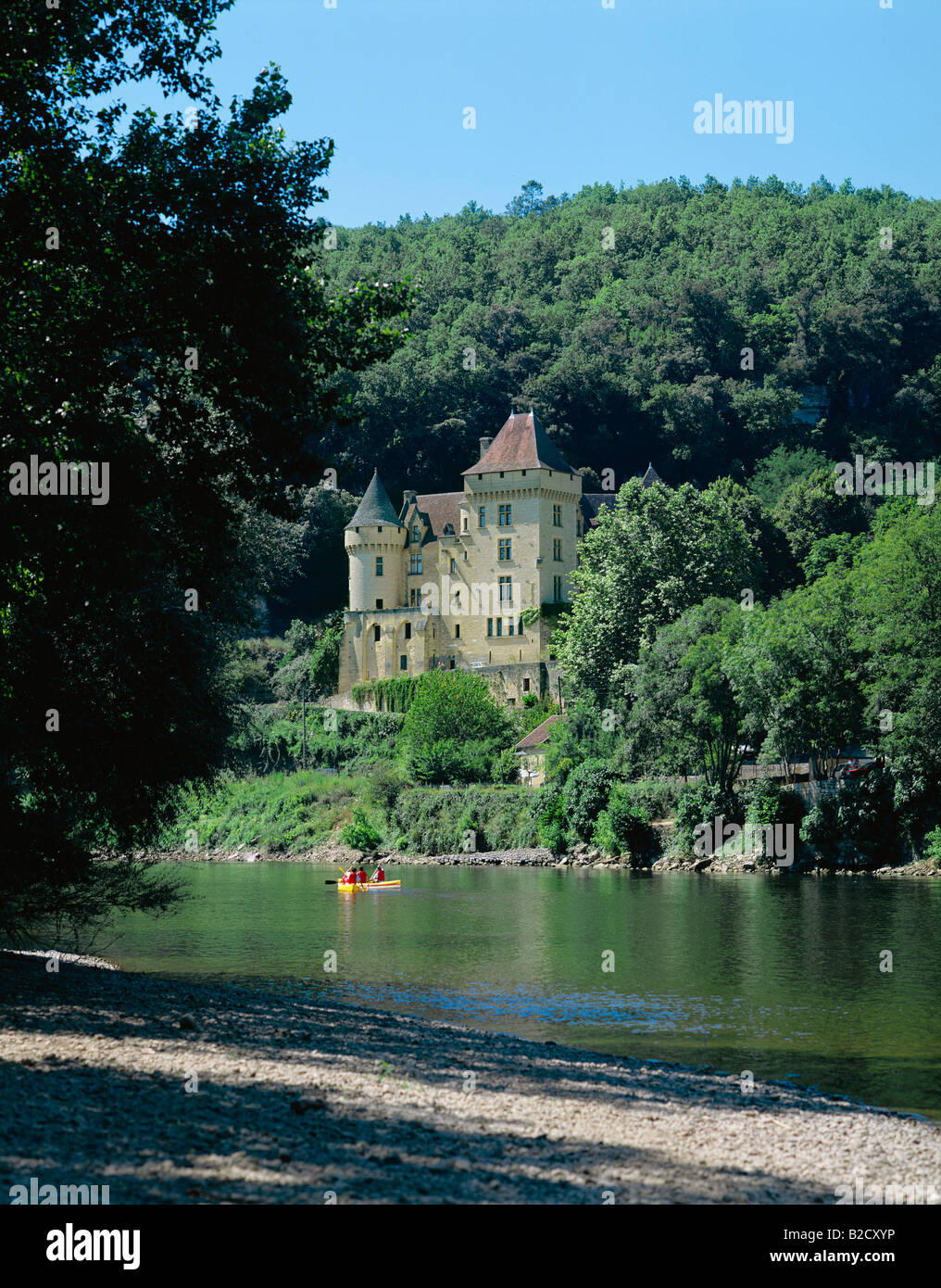 View over river to chateau France, The Dordogne Stock Photo - Alamy