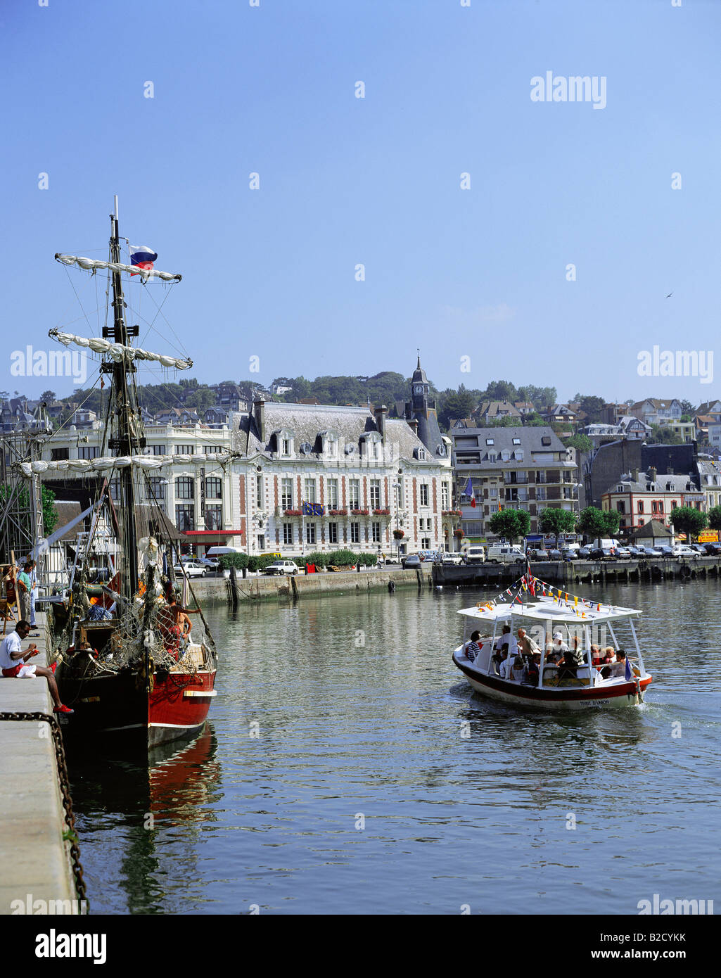 Harbour with ferry boat France, Normandy Stock Photo - Alamy