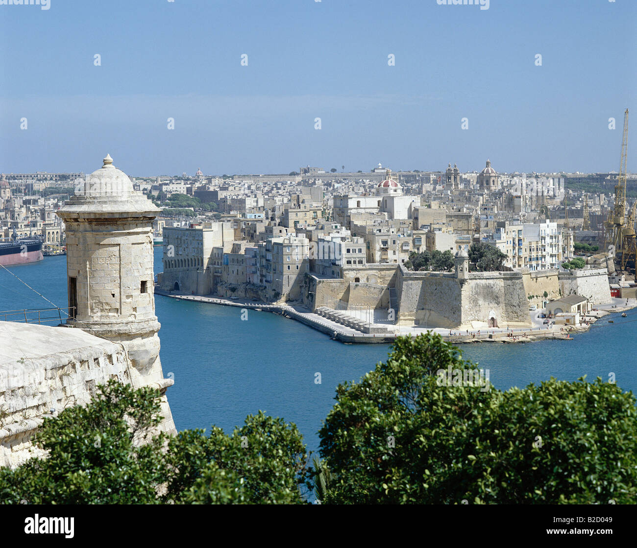 View to Fort St Angelo across Grand Harbour Maltese Islands, Malta ...