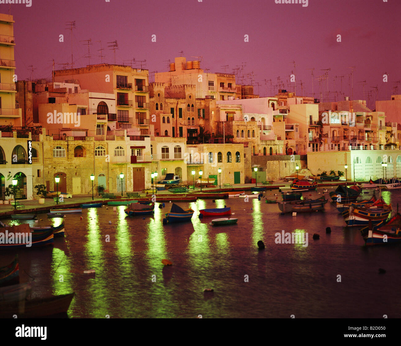 Spinola bay at night maltese islands hi-res stock photography and ...