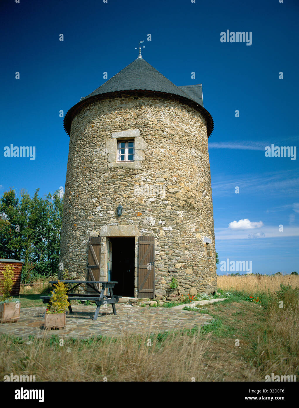 Converted Windmill France, Brittany Stock Photo - Alamy