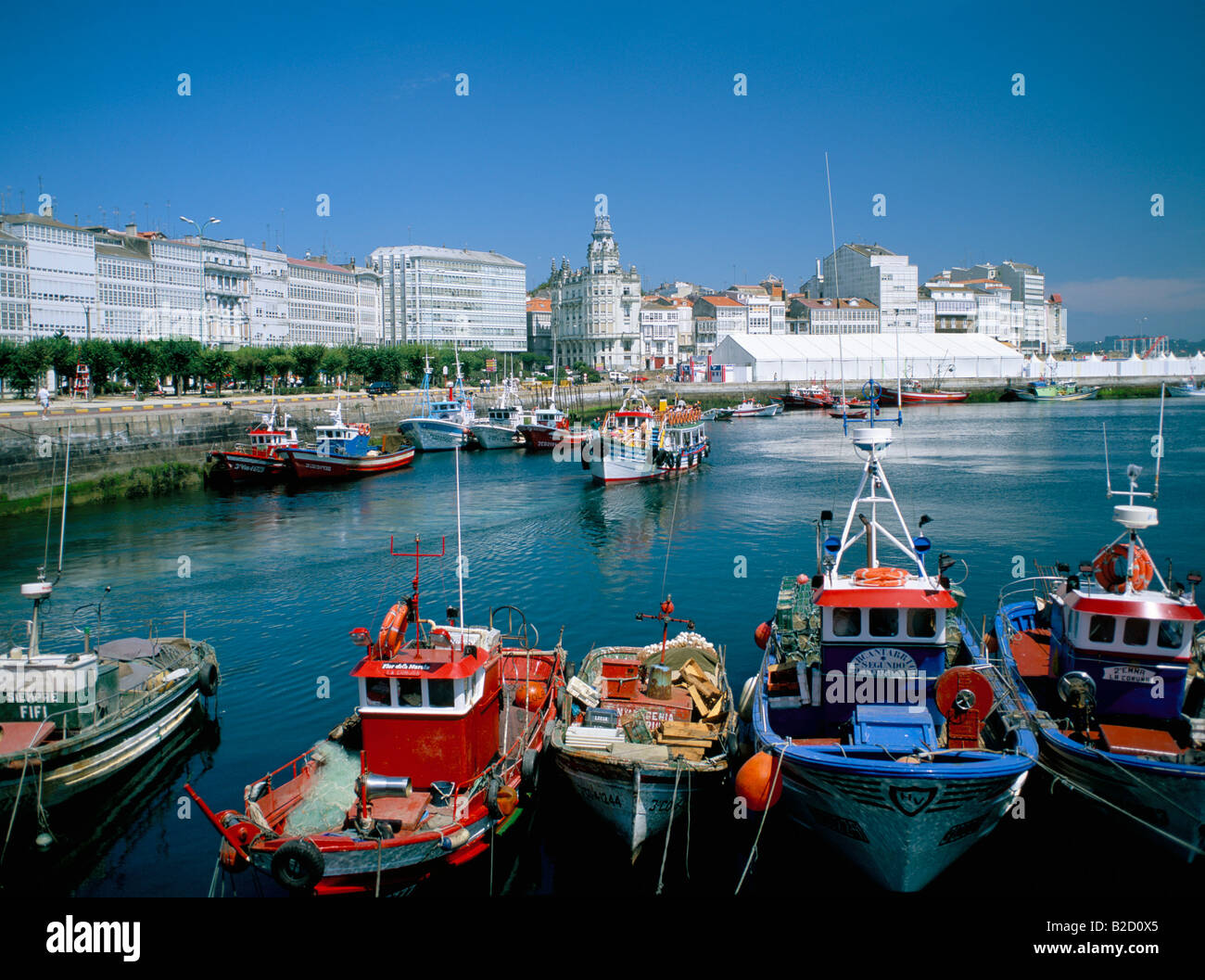 Harbour and Avenida De La Marina Spain, Galicia Stock Photo - Alamy