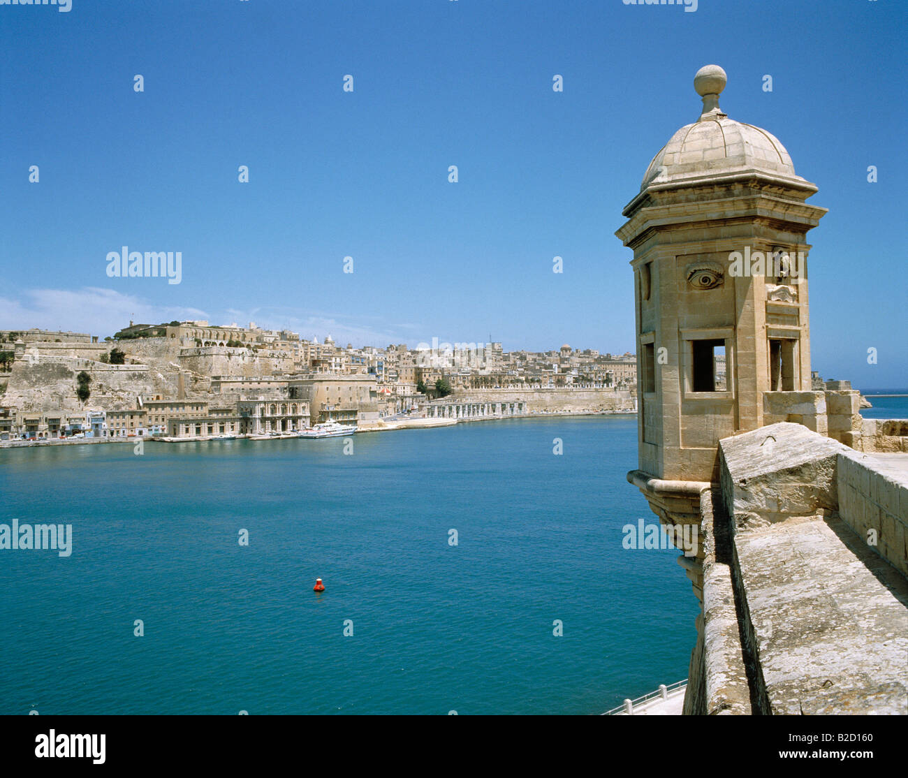 Watch Tower & View Across Grand Harbour Maltese Islands, Malta Stock ...