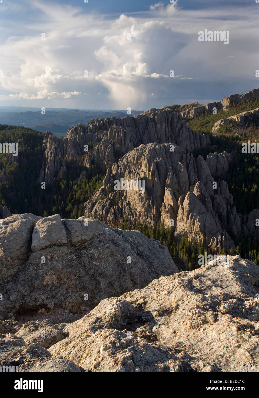 anvil cloud over granite outcroppings, from Little Devils Tower, Custer ...