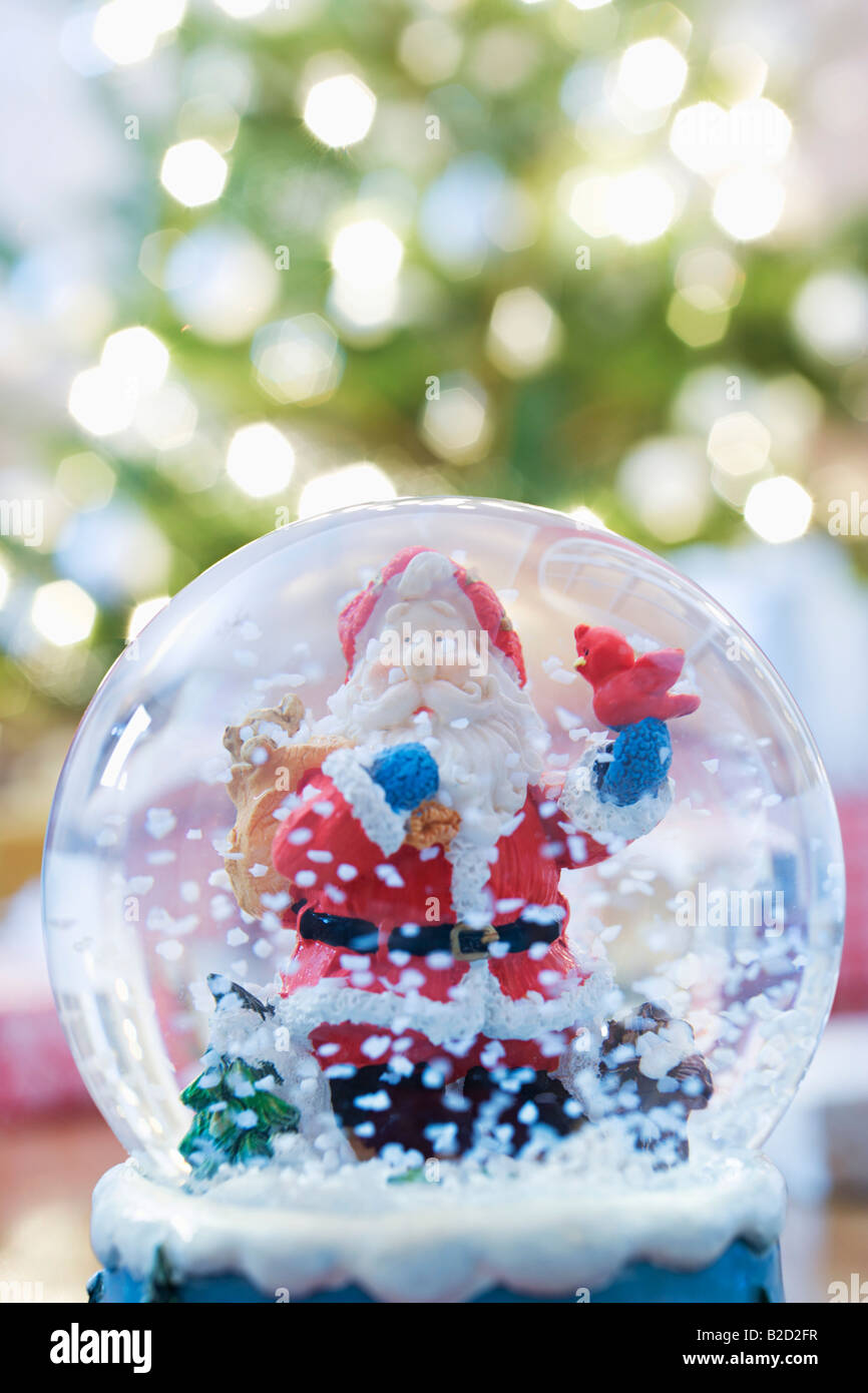Snow dome with Santa Stock Photo - Alamy