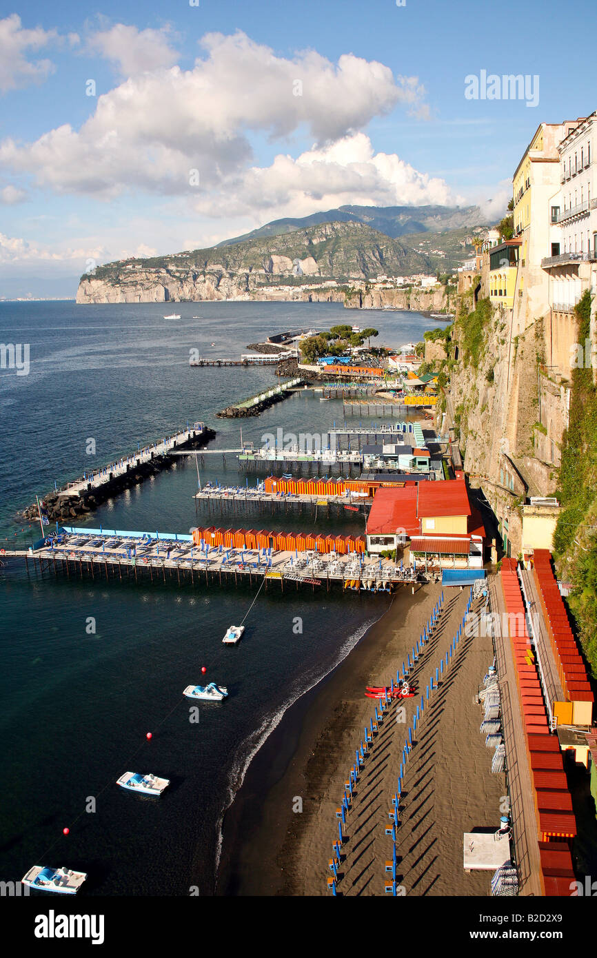 Cliff top view from Sorrento town over the bay and harbour, Italy Stock ...
