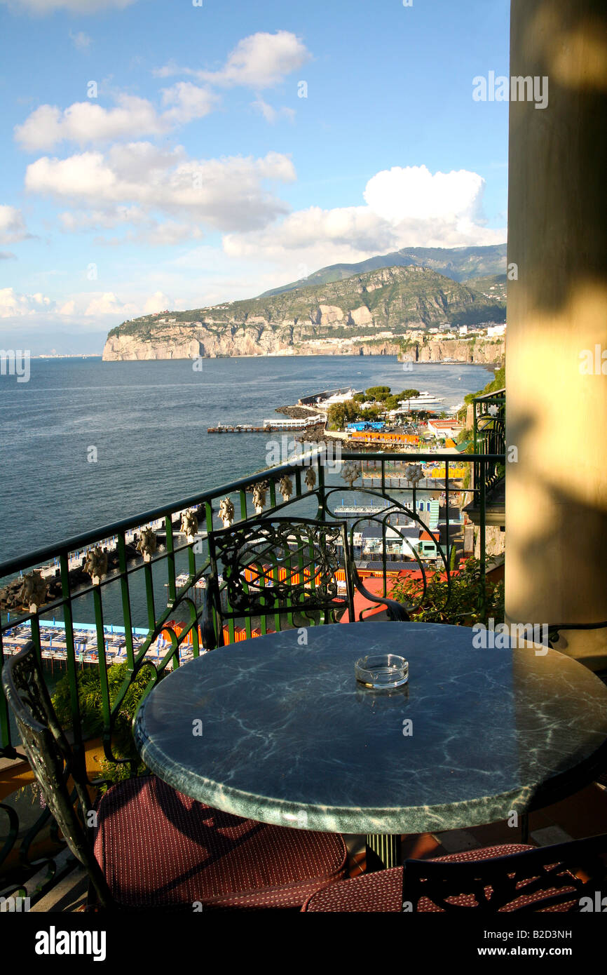 Cliff top view from Sorrento town over the bay and harbour, Italy Stock ...