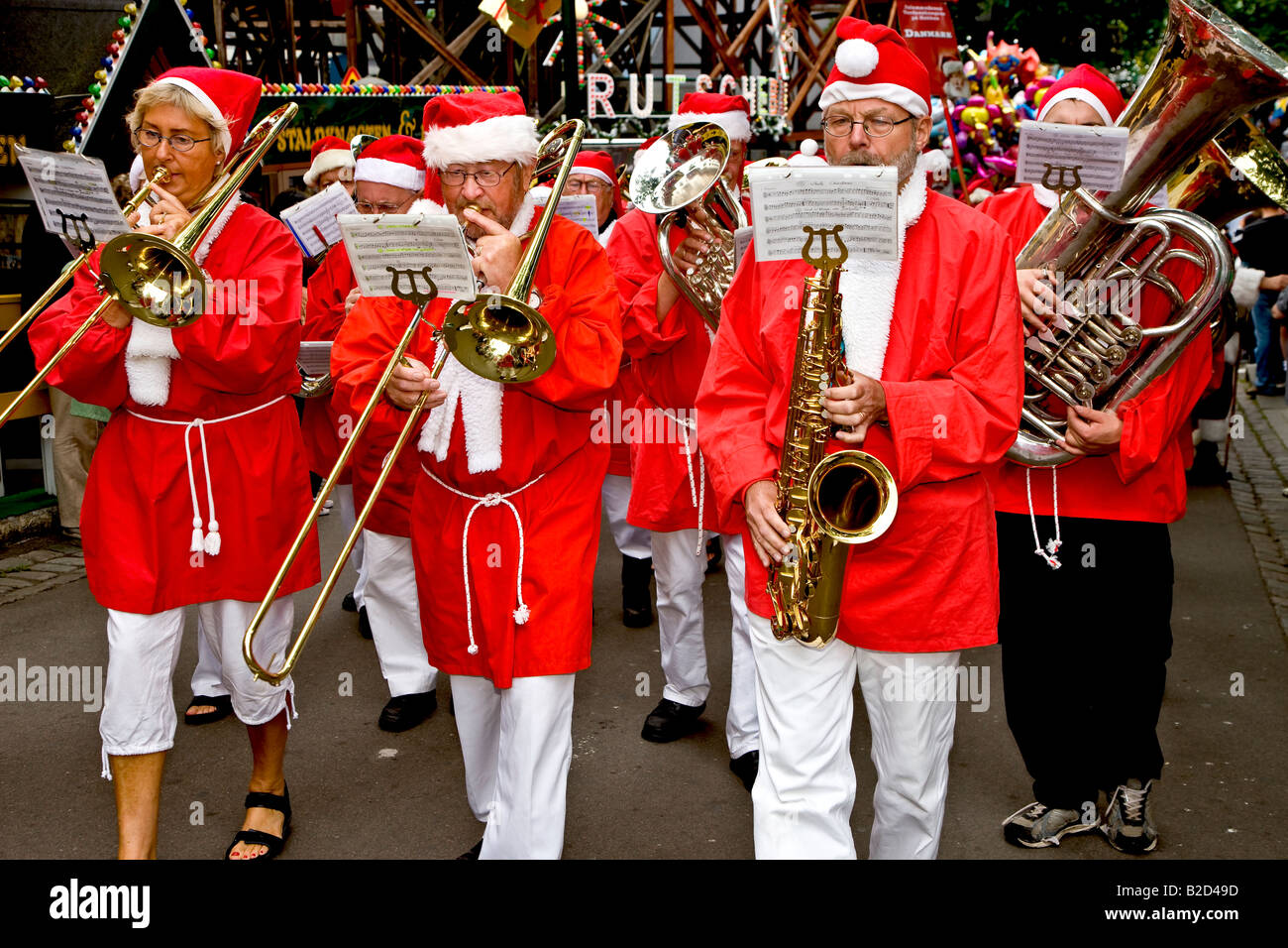 The orchestra at the Santa Claus parade in Denmark Klampenborg Bakken ...
