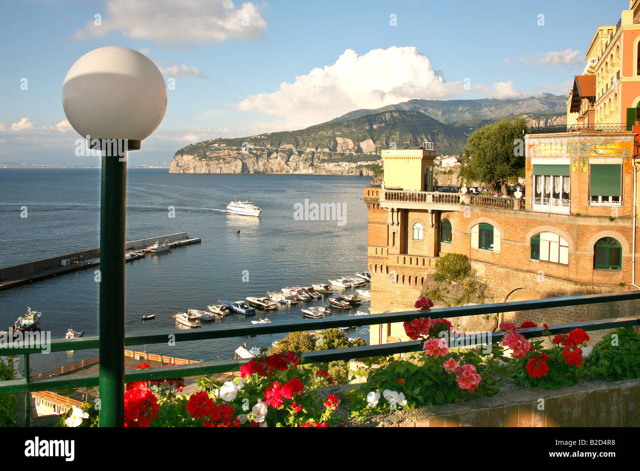 Cliff top view from Sorrento town over the bay and Harbour, Italy Stock ...