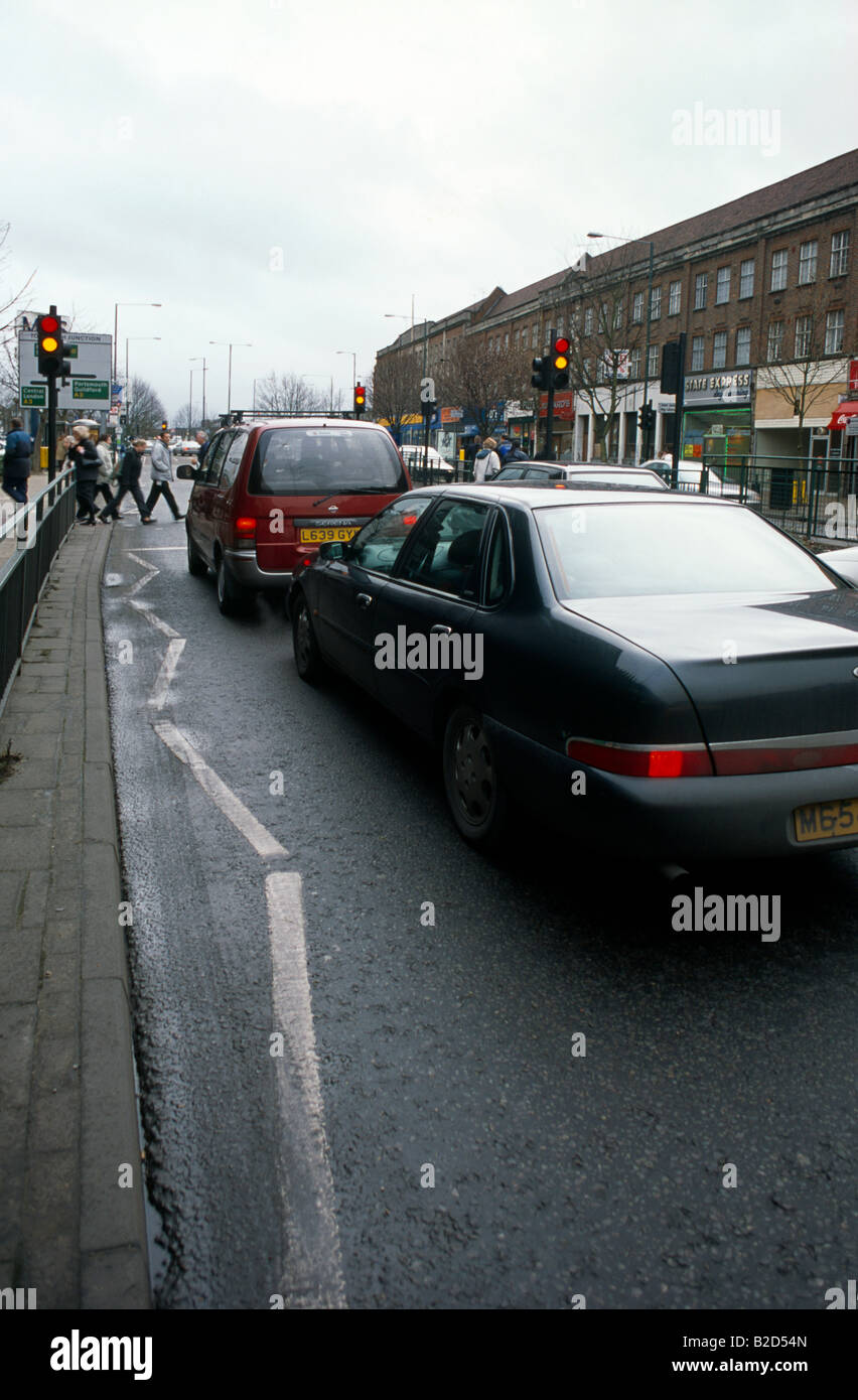 Cars Stopped At Pedestrian Crossing Red Traffic Lights Stock Photo - Alamy
