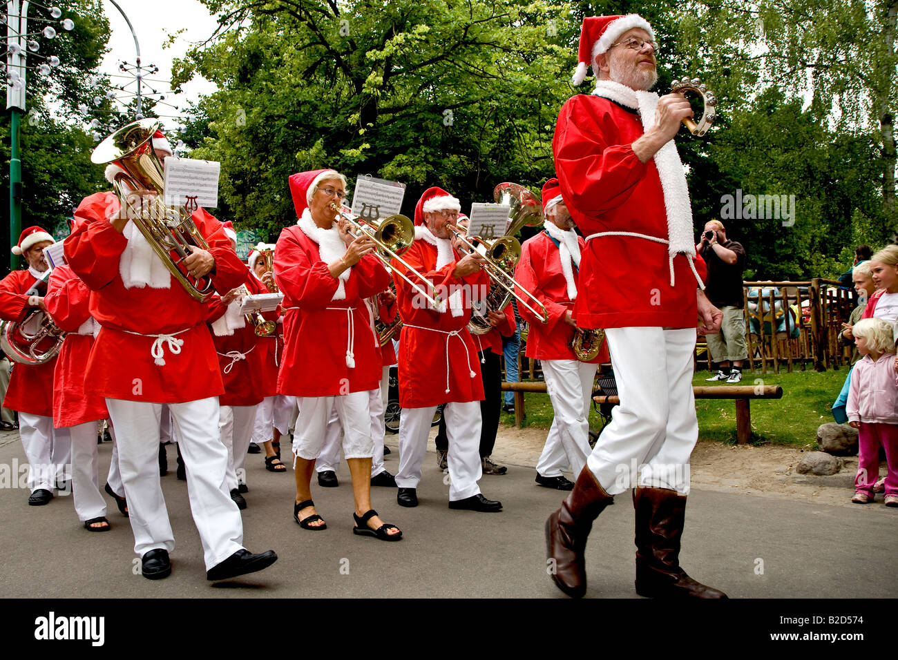 The band at the Santa Claus parade in Denmark Klampenborg Bakken Stock ...