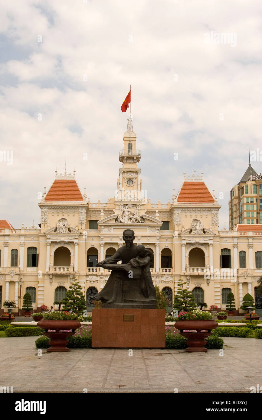 A statue of Ho Chi Minh with a child in Ho Chi Minh City (Saigon), the ...