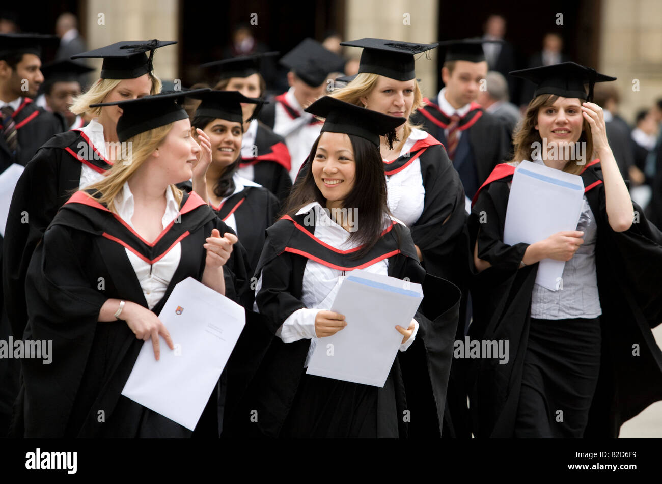Female students after their degree ceremony at University of Birmingham ...