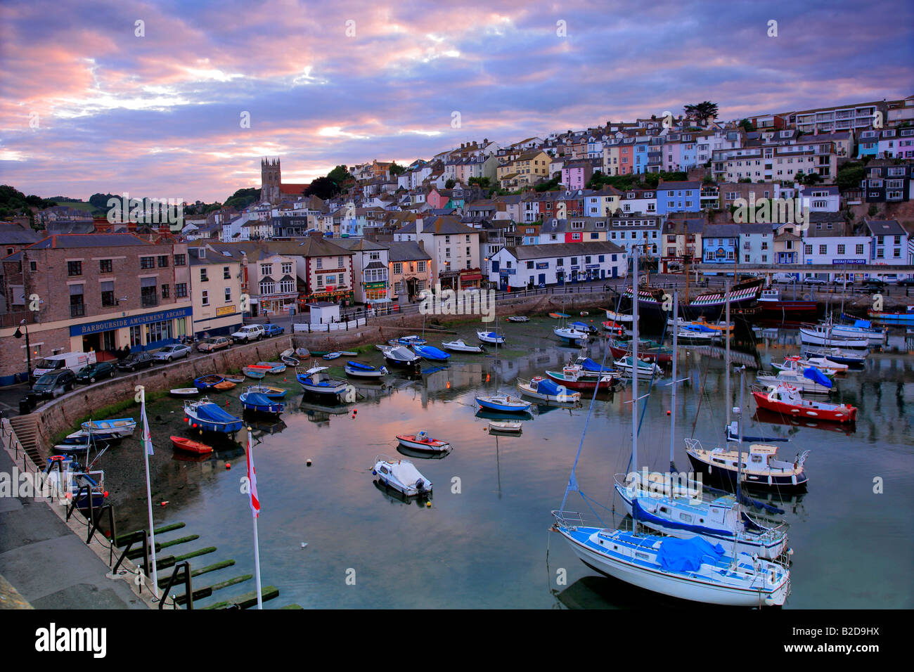 Boats Brixham harbour English Riviera Torbay Devon England Britain UK ...