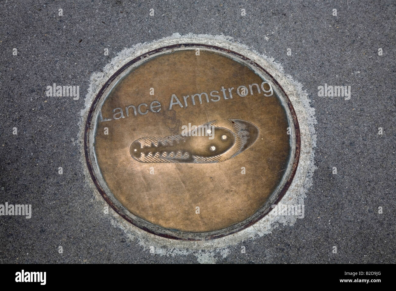Lance Armstrong footprints at the Olympic Stadium Barcelona Spain May ...