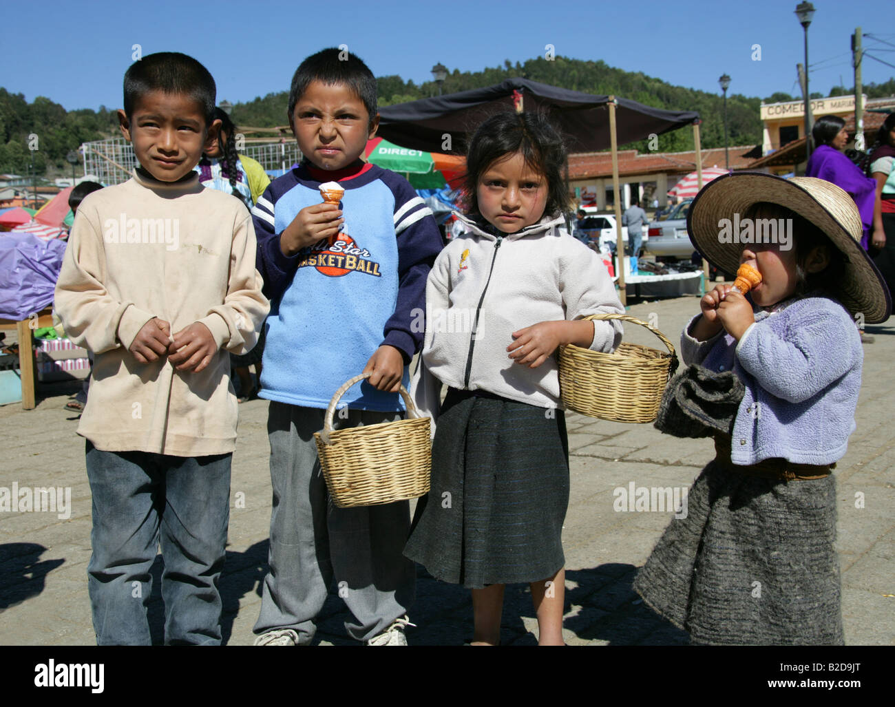 Indigenous Mexican Children in the Market Place Outside San Juan ...