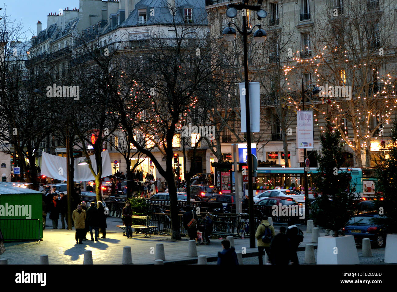 A daytime view of the streets of Paris on a cold December evening Stock ...