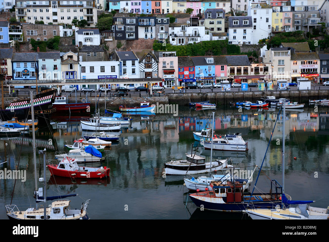 Boats Brixham harbour English Riviera Torbay Devon England Britain UK ...