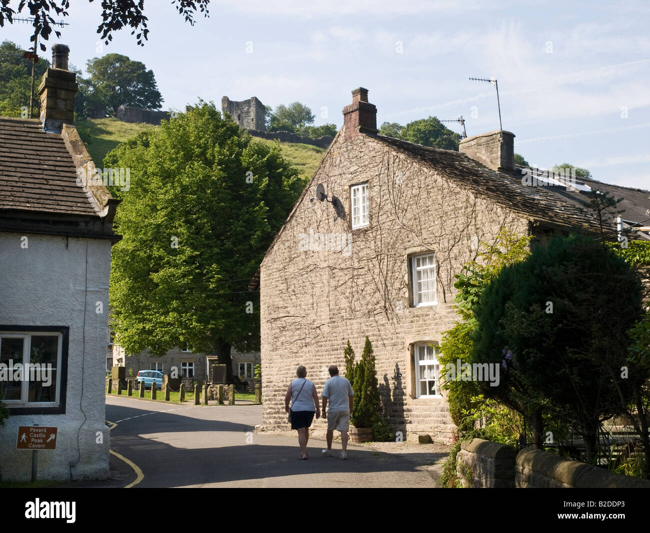 Castleton and Peveril Castle Stock Photo - Alamy