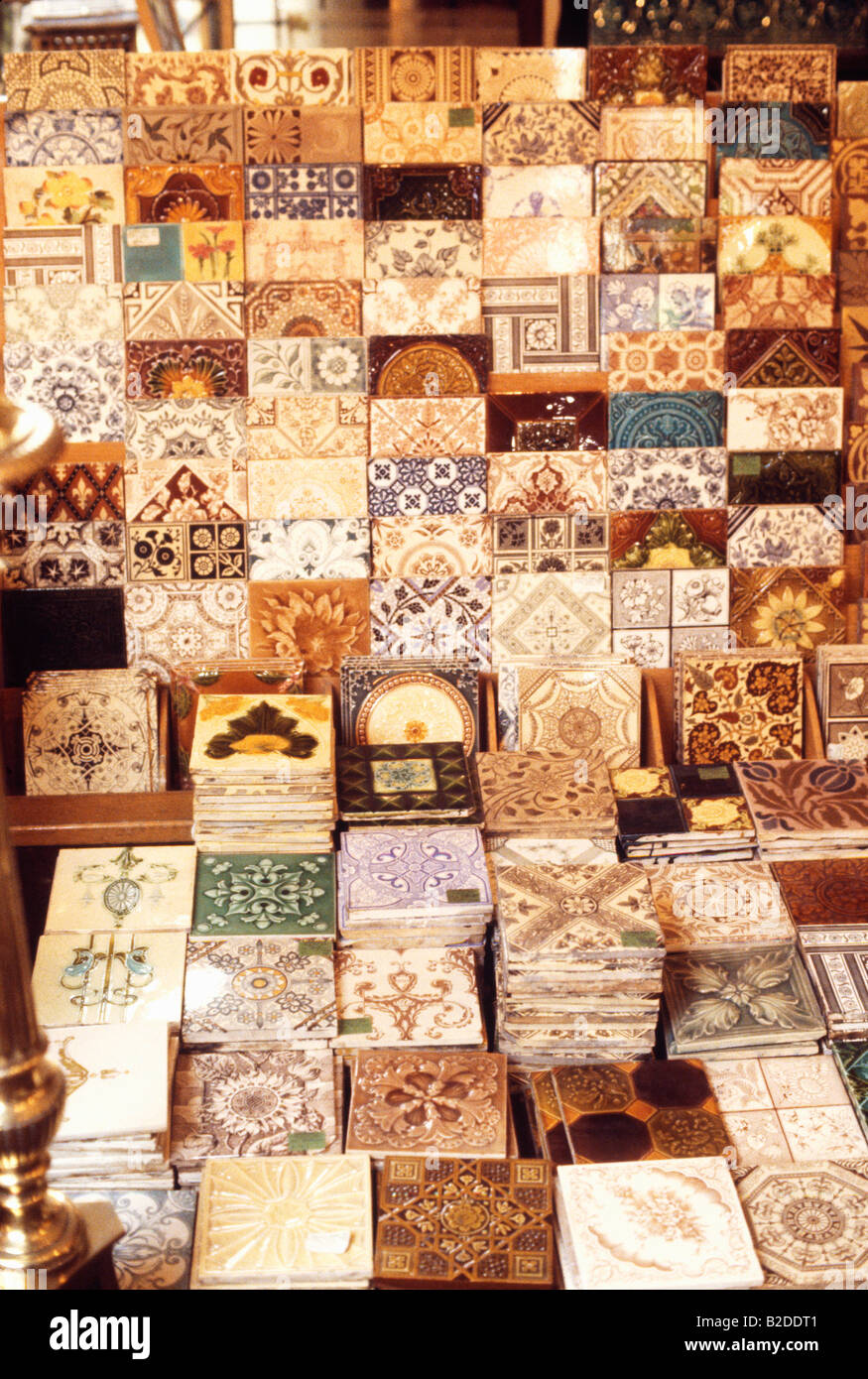 Close up of large collection of Victorian ceramic tiles Stock Photo - Alamy