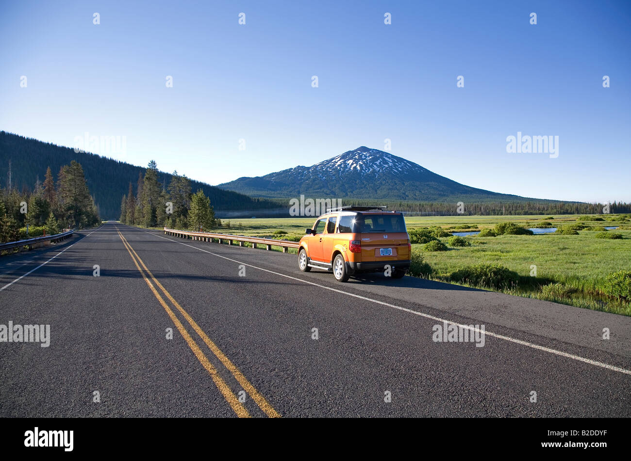 A view of the Cascade Lakes Highway an Oregon Scenic Byway near Bend ...