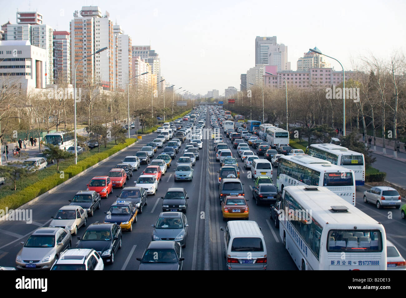 Beijing China Heavy congested traffic on the roads of Beijing during ...
