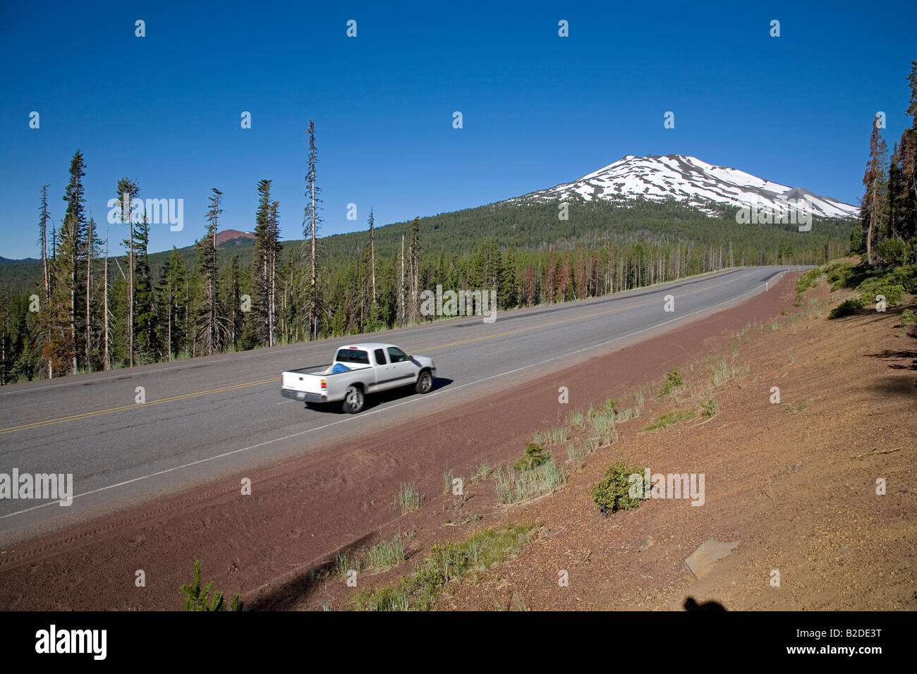 A view of the Cascade Lakes Highway and Mount Bachelor an Oregon Scenic ...