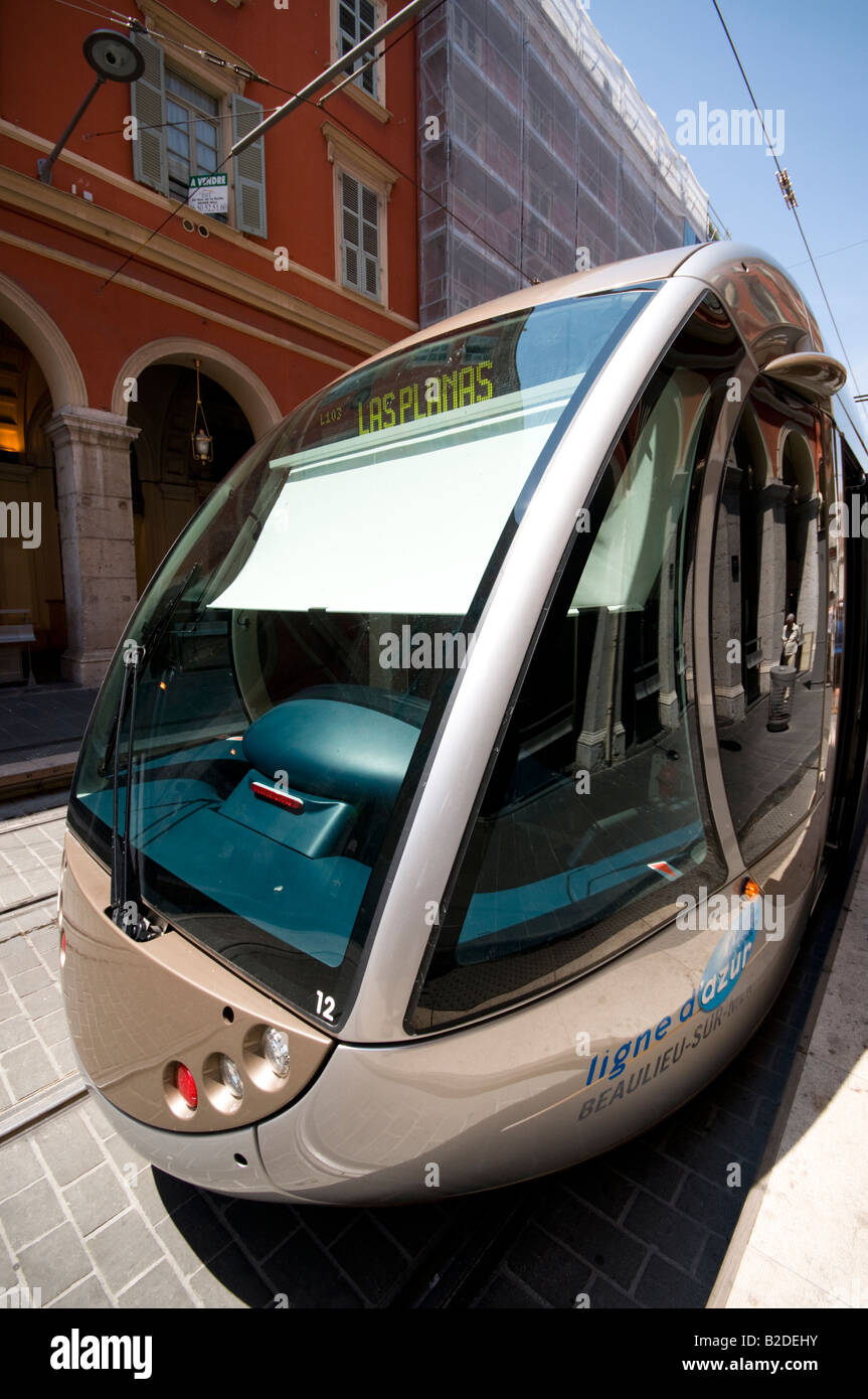 The close view of the tram train in Nice, Cote d'Azur, France Stock ...