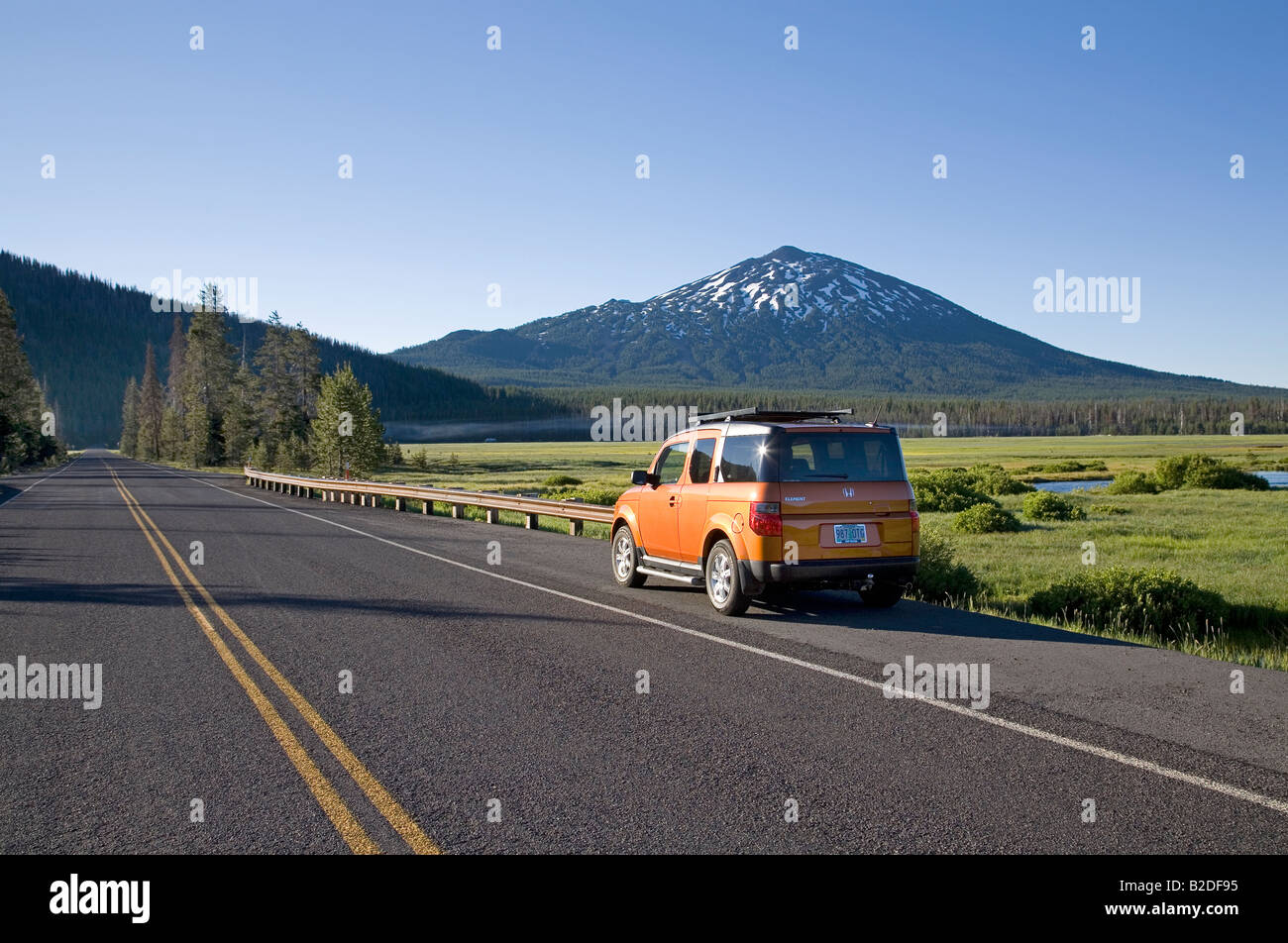 A view of the Cascade Lakes Highway an Oregon Scenic Byway near Bend ...