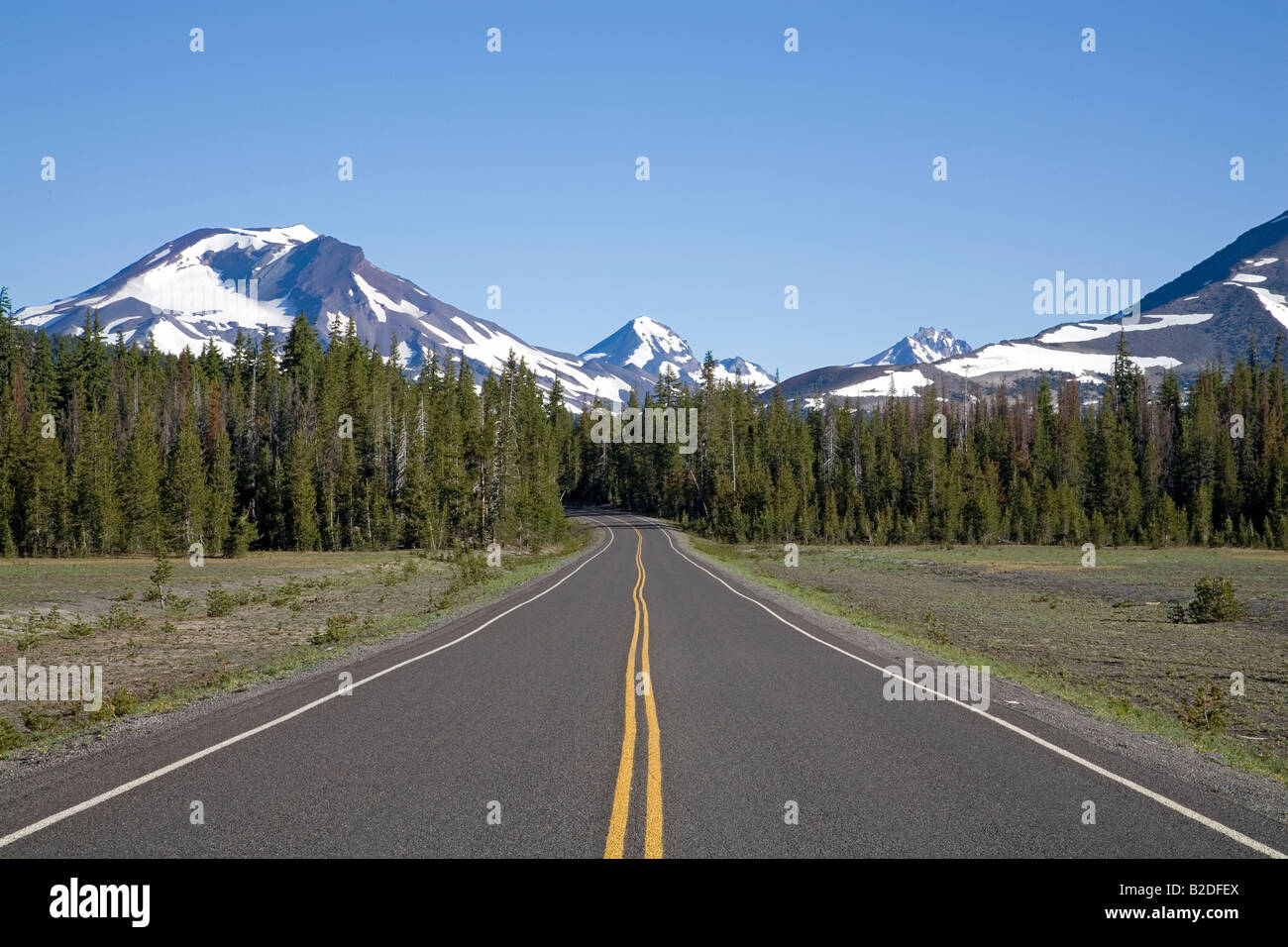 A view of the Cascade Lakes Highway an Oregon Scenic Byway near Mount ...