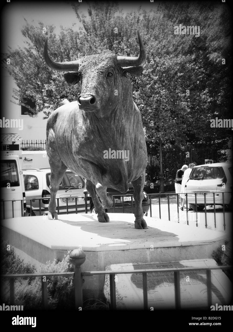 Sculpture of bull outside bull ring Ronda Spain Stock Photo - Alamy