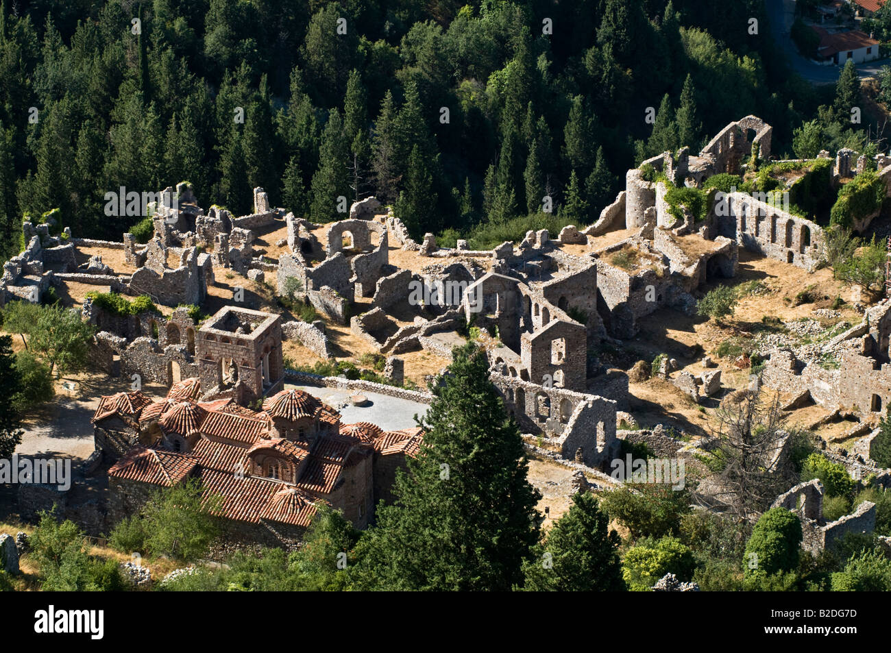 Looking down on the ruins of Byzantine Mystras near Sparta Lakonia ...