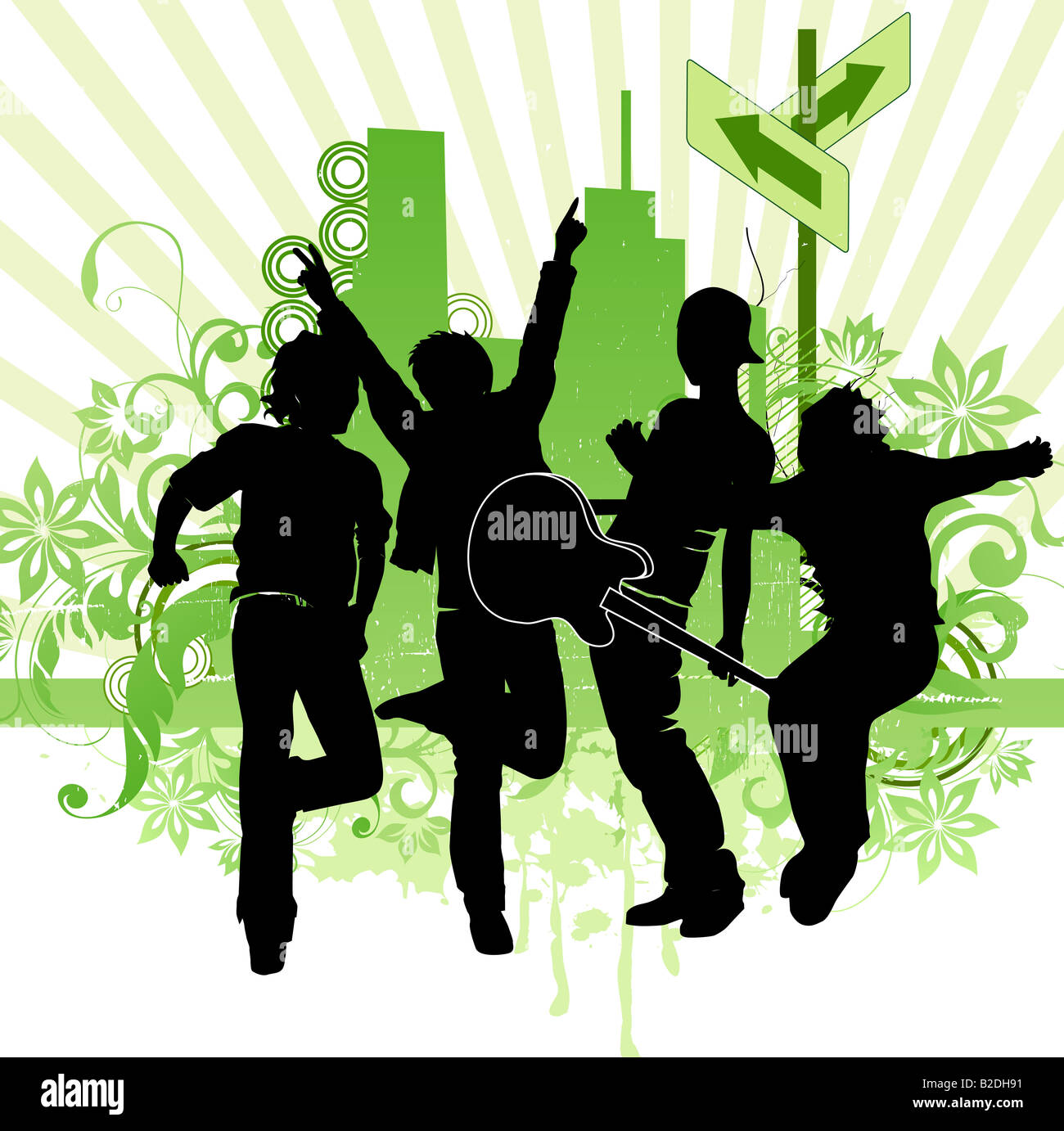 illustration drawing of music boys Stock Photo - Alamy