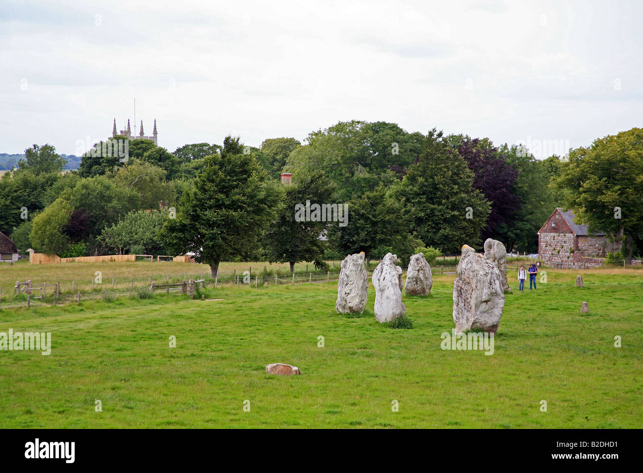 The prehistoric standing stone circle at Avebury, Wiltshire, UK - a ...