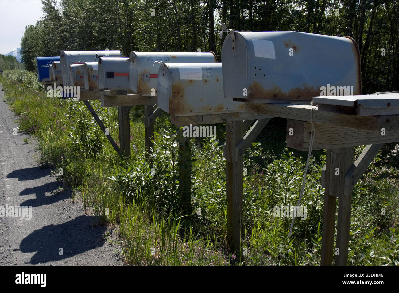 Mail boxes on the roadside Stock Photo - Alamy