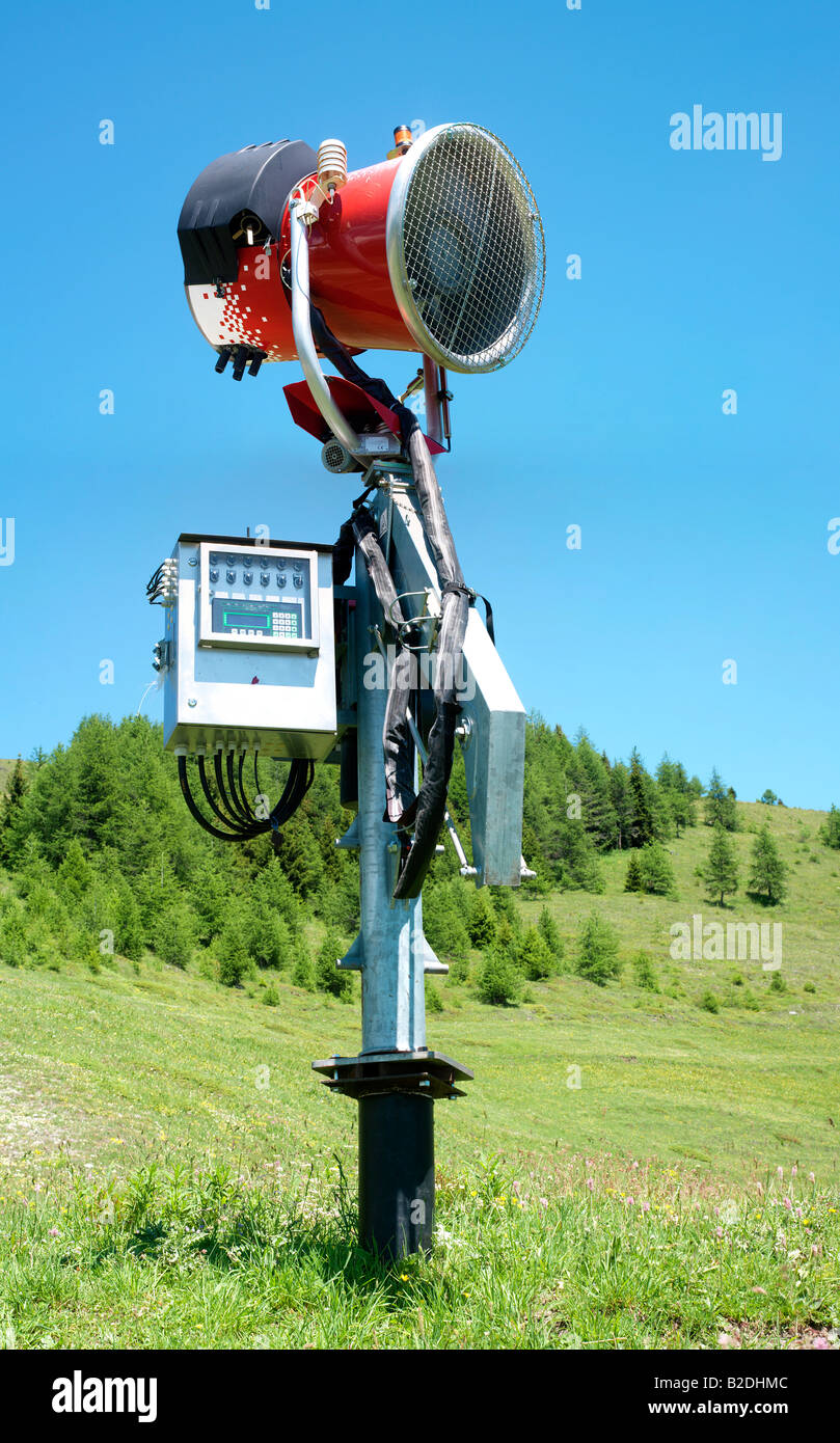 Snowmaking system, Aosta Valley Italy. Machine for the production of ...