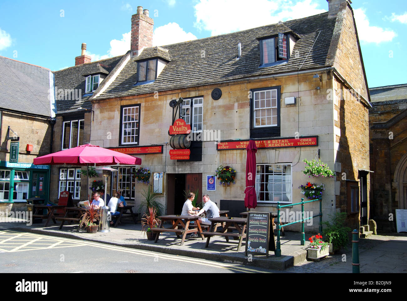 The Vaults Freehouse Pub, Market Place, Uppingham, Rutland Stock Photo ...