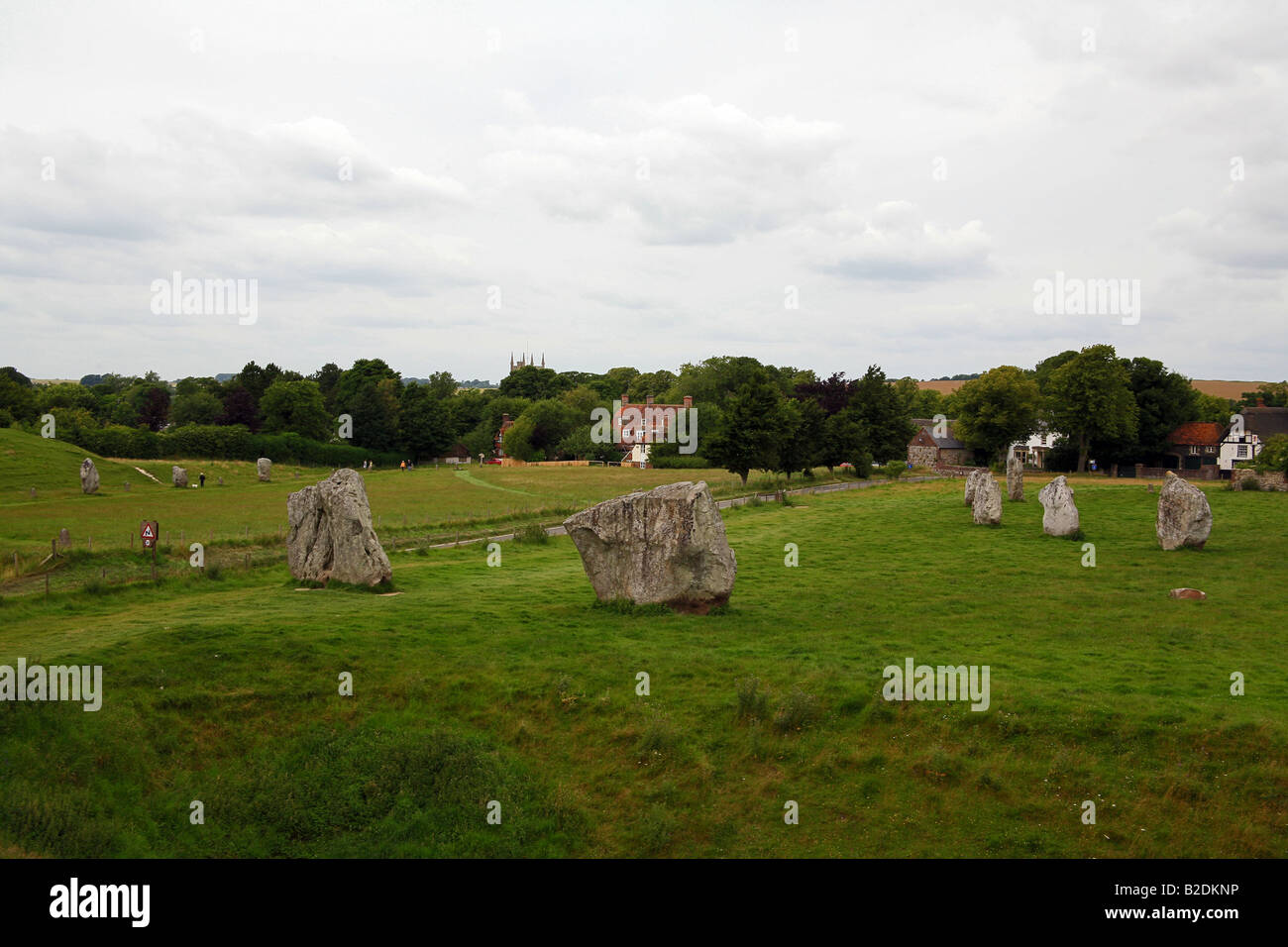 The prehistoric standing stone circle at Avebury, Wiltshire, UK - a ...