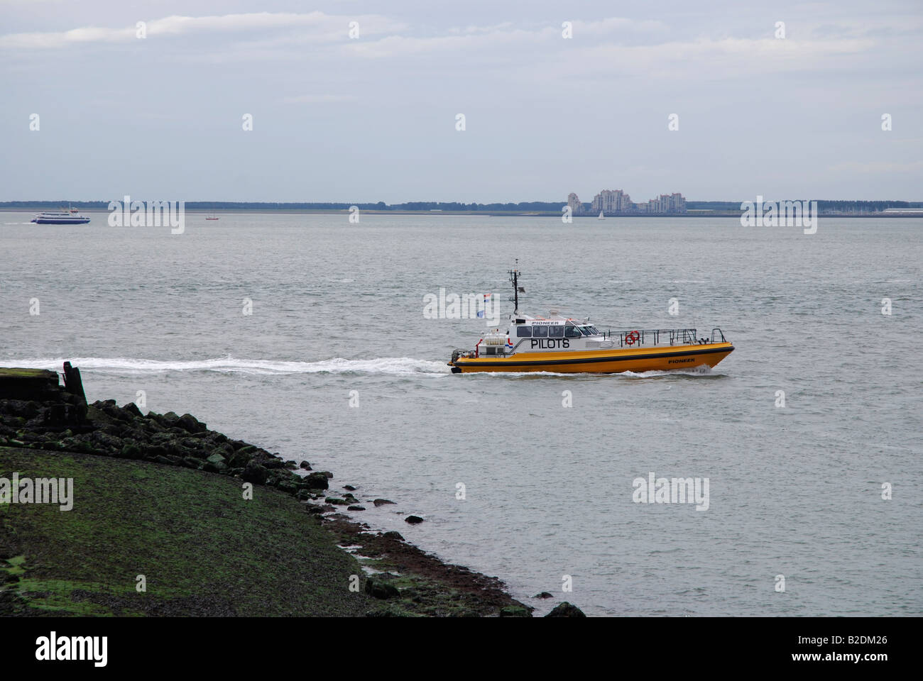 pilot boat leaving harbour Vlissingen Zeeland Netherlands Stock Photo ...