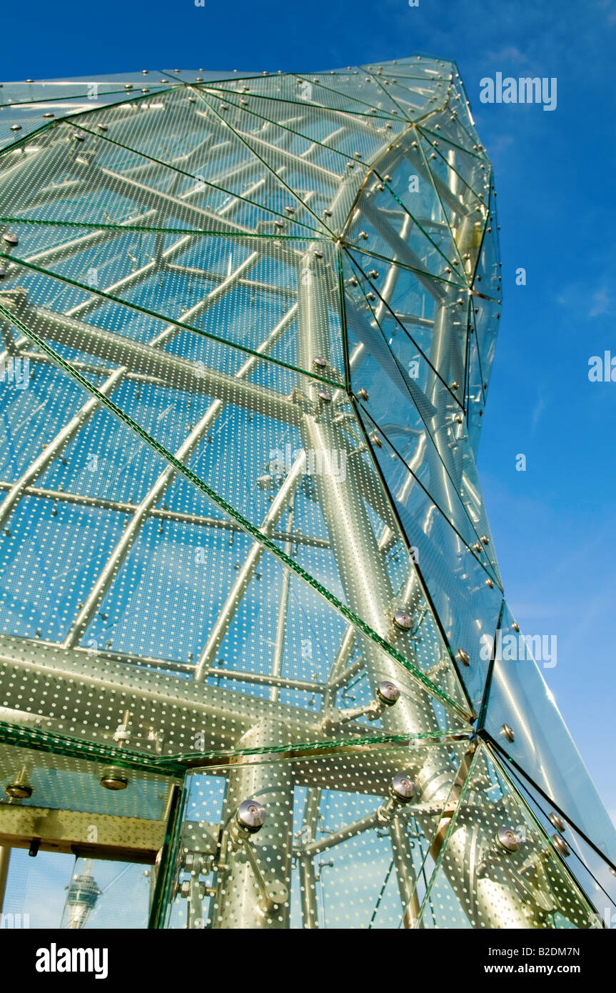 The perspective view of glass architecture over blue sky Stock Photo ...