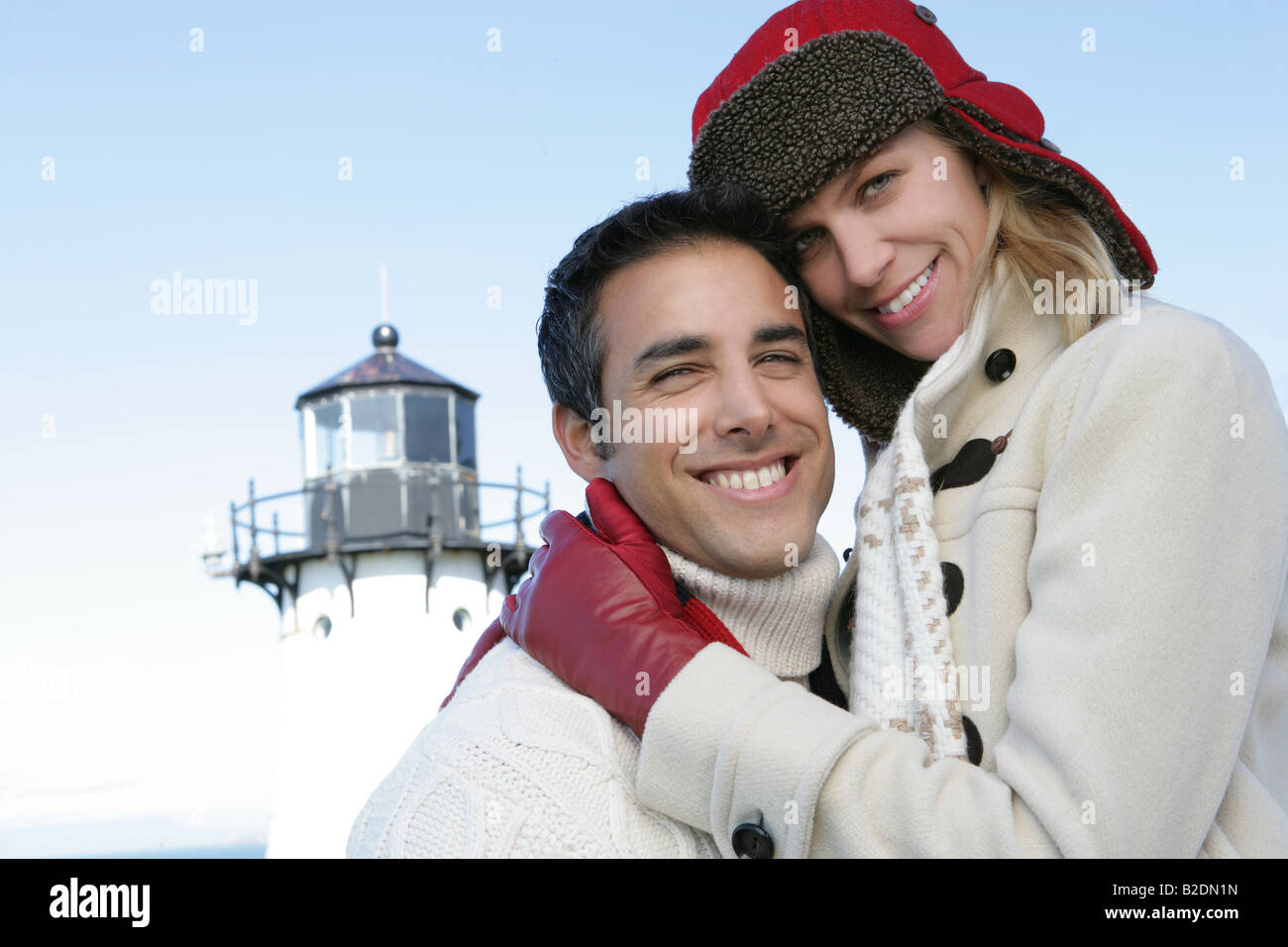 Young woman in front lighthouse hi-res stock photography and images - Alamy