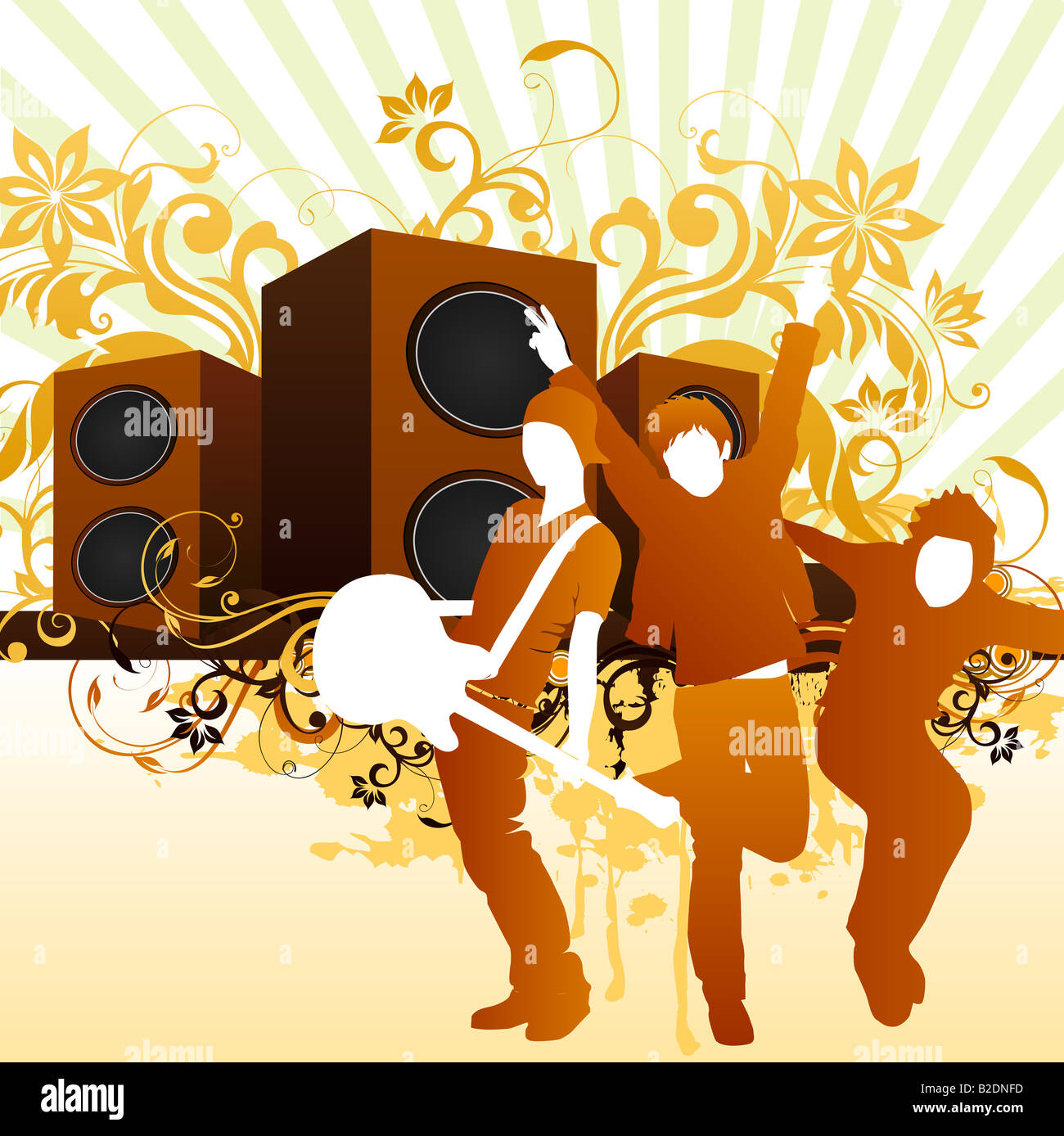 illustration drawing of music boys Stock Photo - Alamy