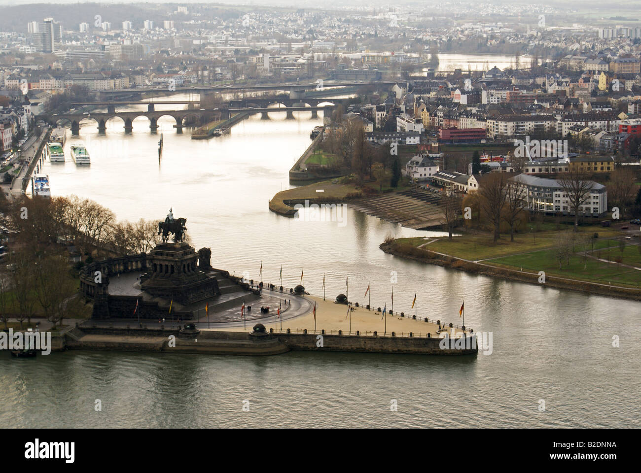 Deutsches eck (german corner), monument in Koblenz to Emperor Wilhem I ...