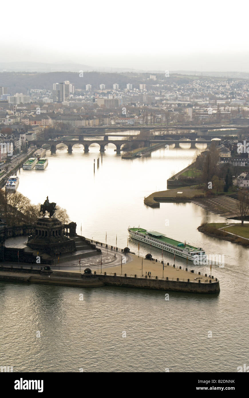 Deutsches eck (german corner), monument in Koblenz to Emperor Wilhem I ...