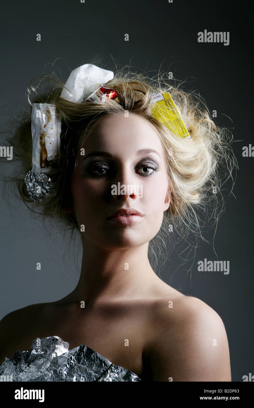Portrait of woman messy blonde hair hi-res stock photography and images ...