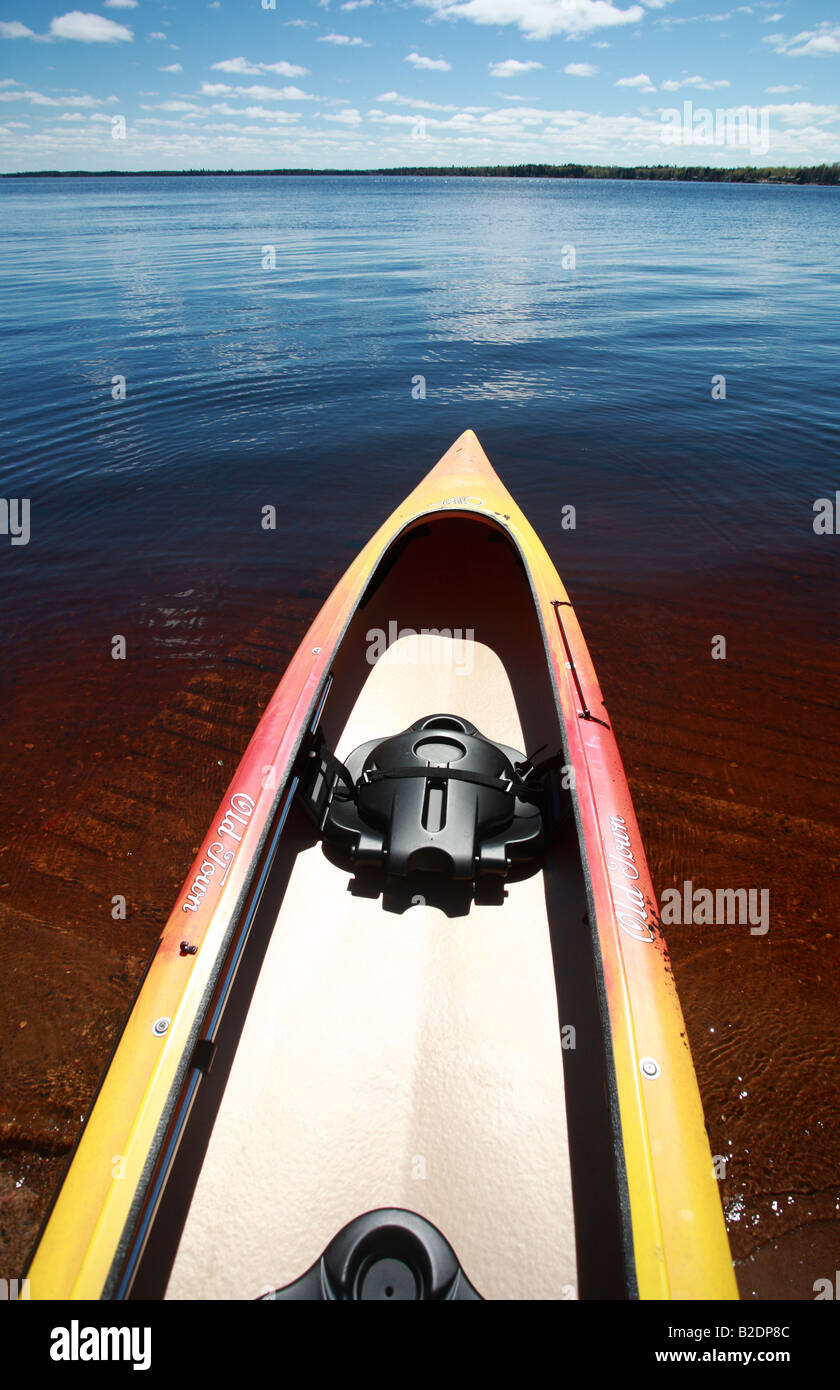 Kayak at waters edge on Lake Winnipeg Stock Photo - Alamy