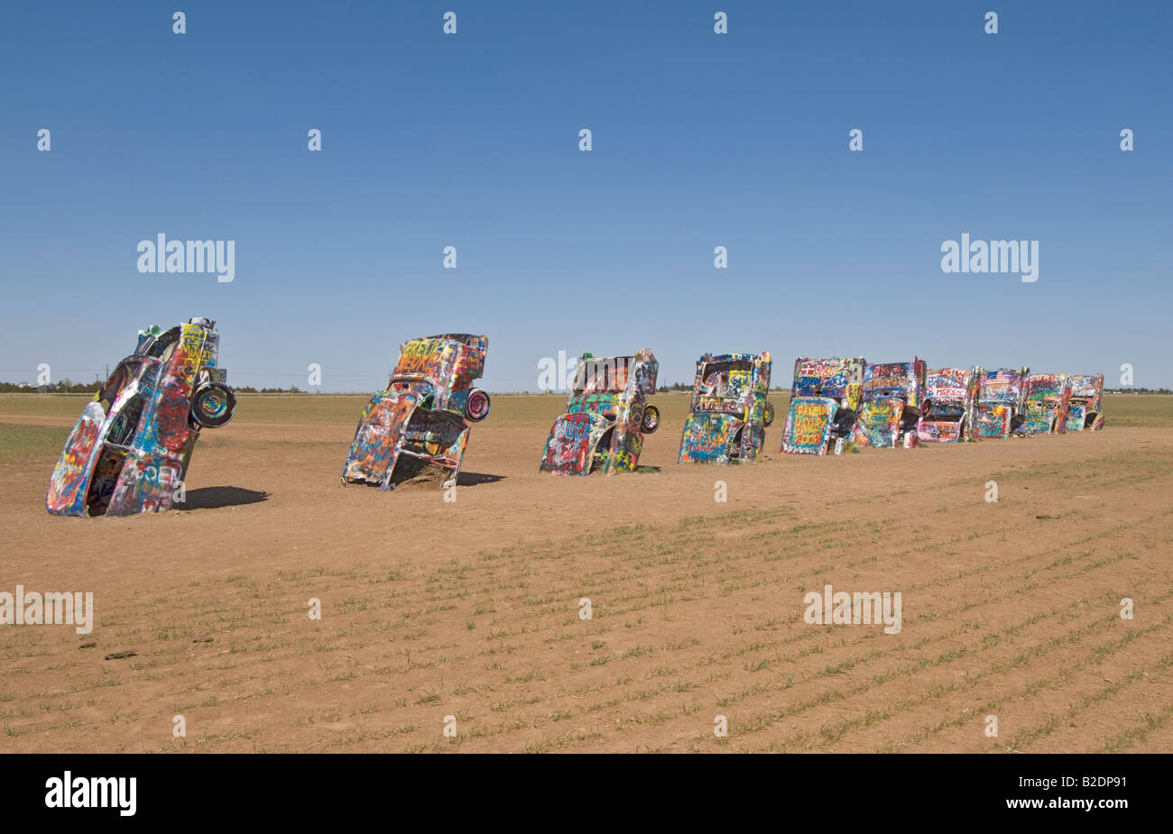 Texas Amarillo Cadillac Ranch car automobile art installation in farm ...