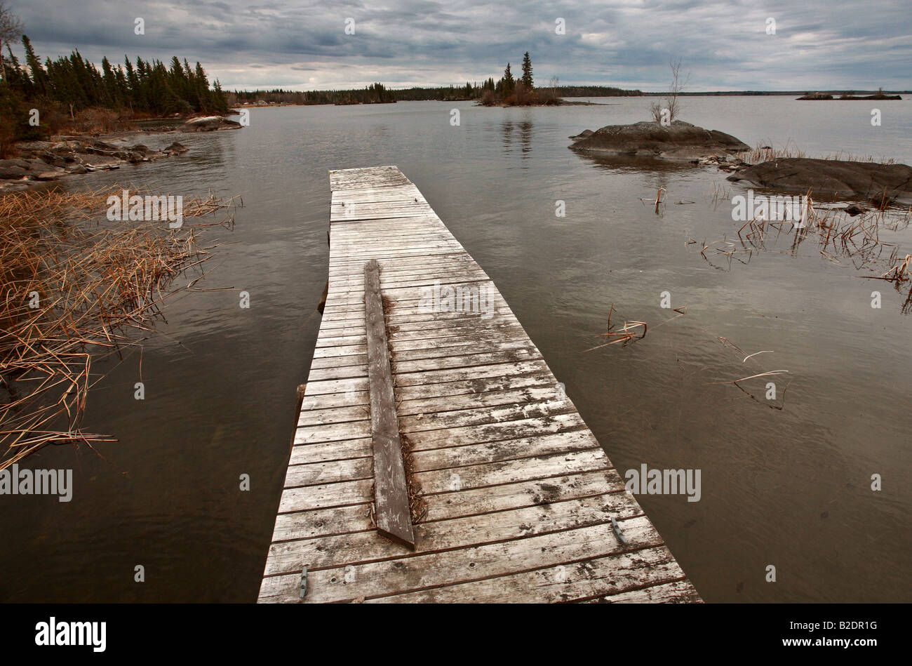 Dock on Reed Lake in Northern Manitoba Stock Photo - Alamy