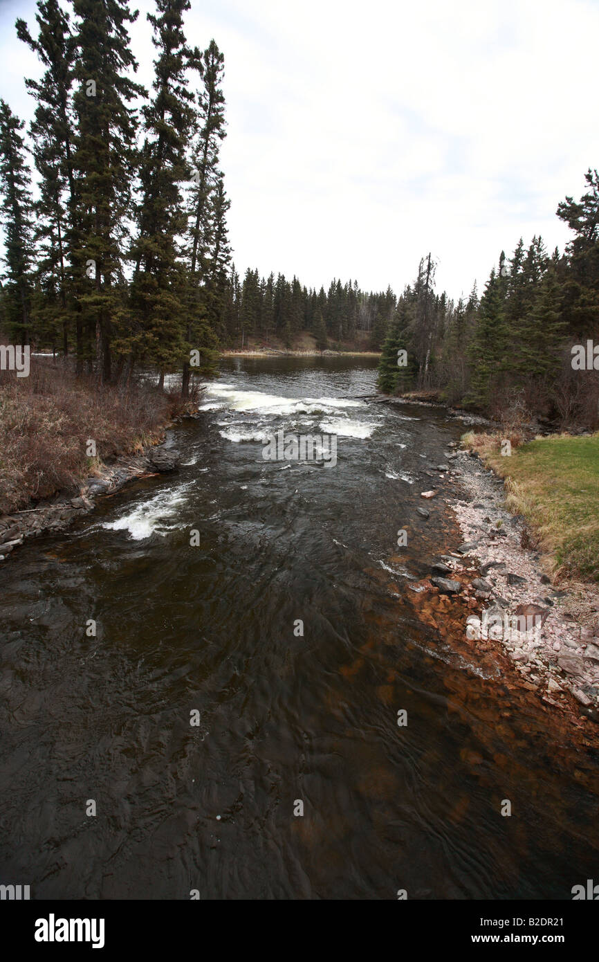 Rapid flowing river between two Northern Manitoba lakes Stock Photo - Alamy