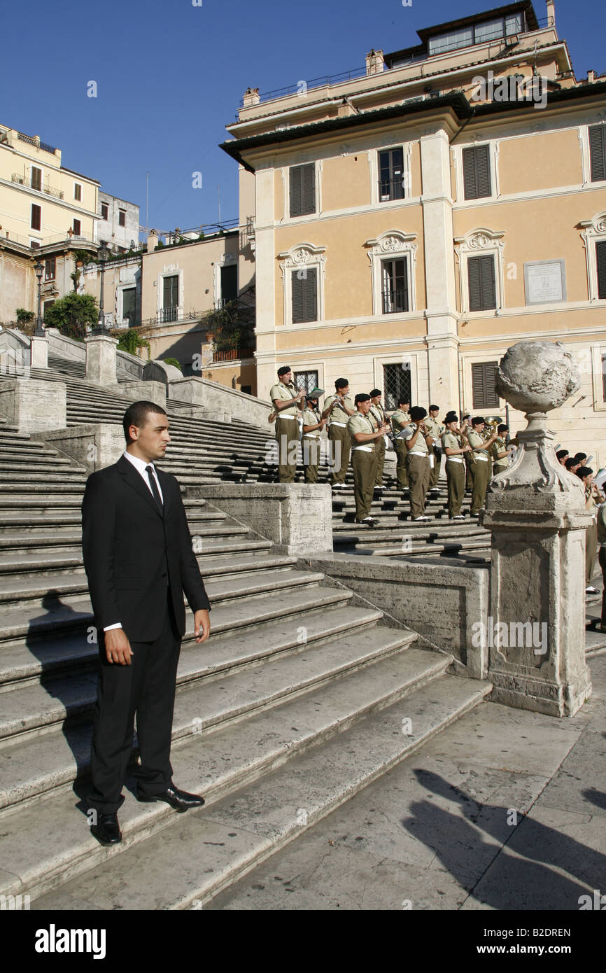 music band playing on spanish steps in rome Stock Photo - Alamy